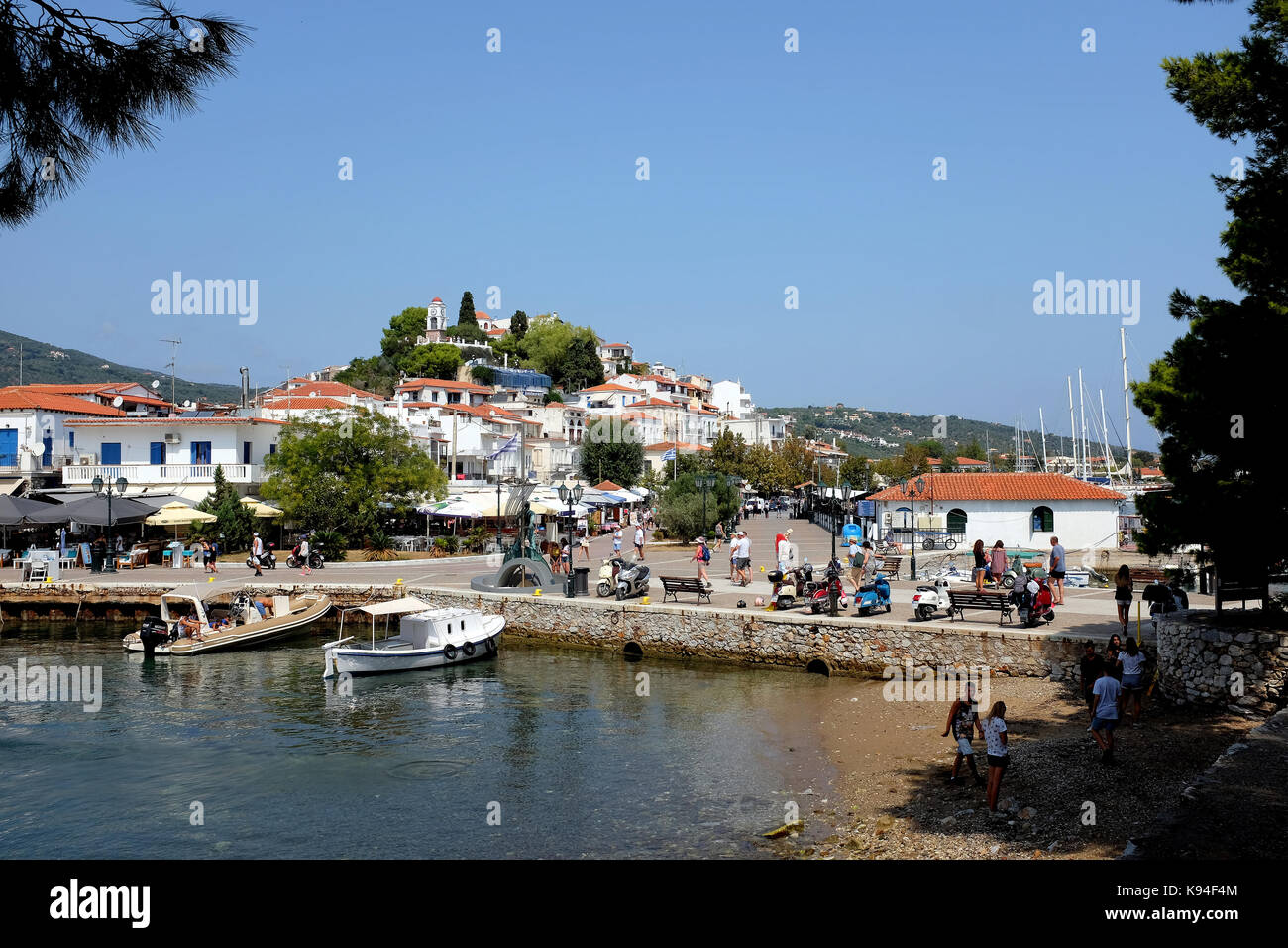 Skiathos, Greece. September 10, 2017. A view of the town and seafront ...