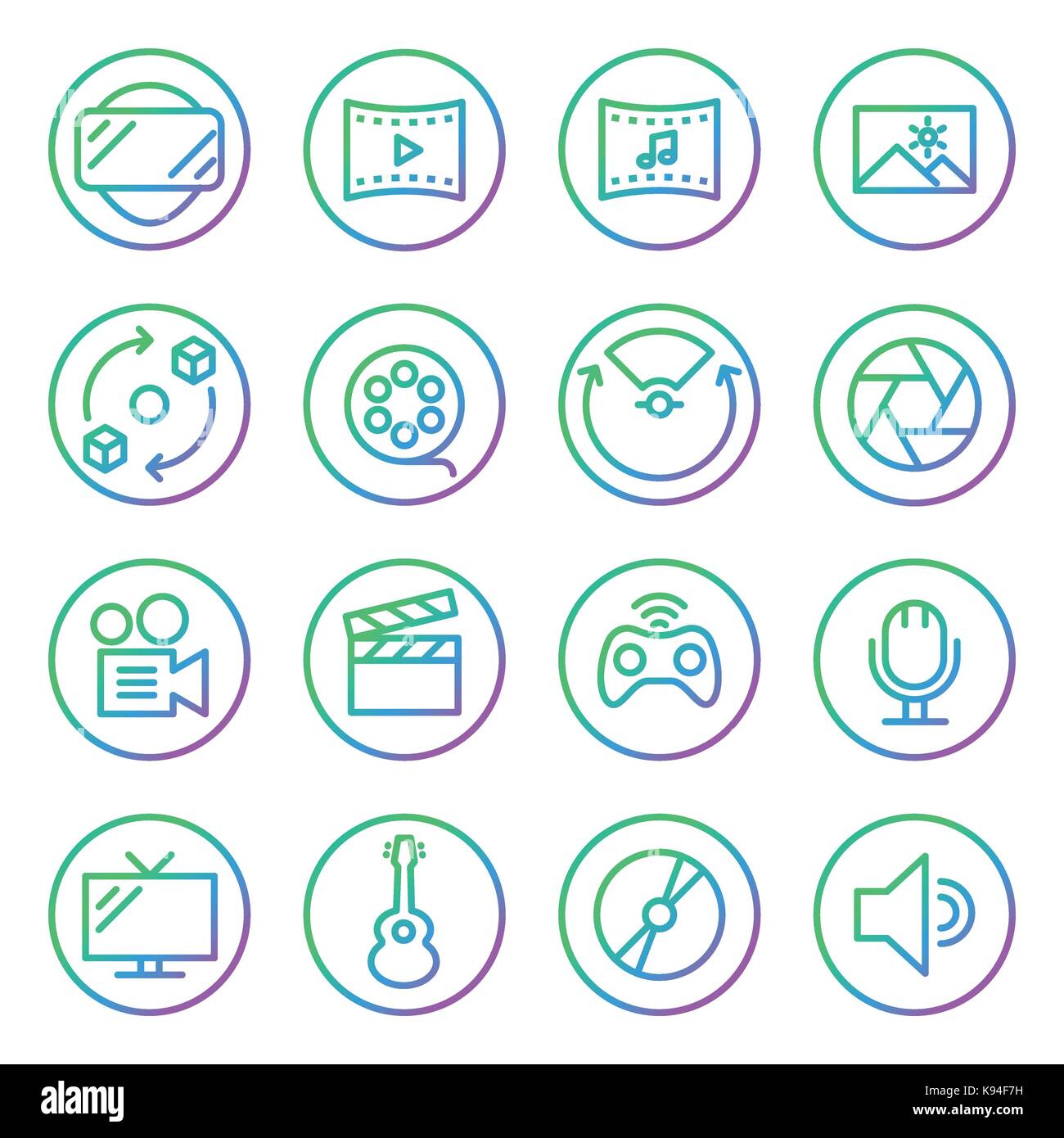 Gradient Rounded Line icons for Virtual Reality innovation technologies ...