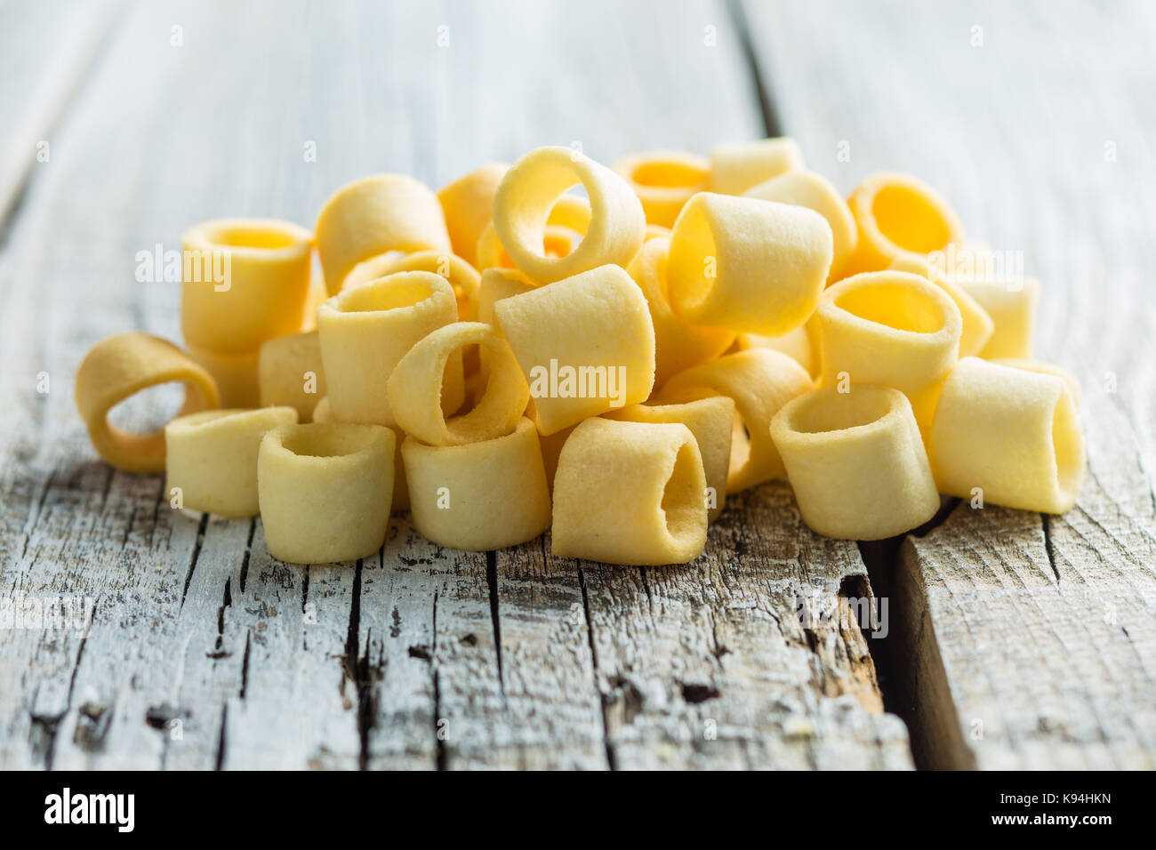 Crispy potato rings. Salted rings Stock Photo - Alamy