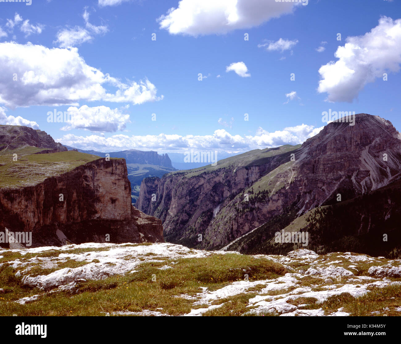 A view looking along the Langental or Vallunga Valley in the Naturpark ...