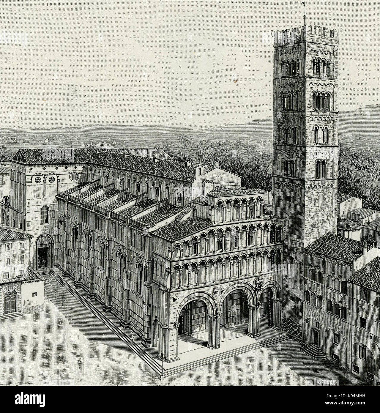 Lucca Duomo di San Martino xilografia Stock Photo - Alamy