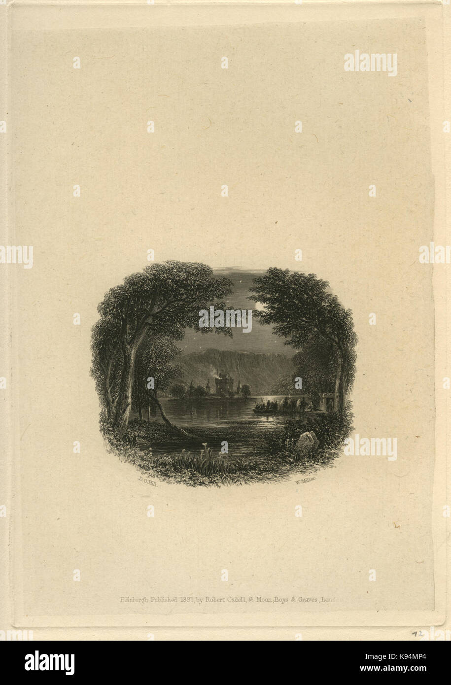 Loch Leven engraved by William Miller after D O Hill Stock Photo - Alamy