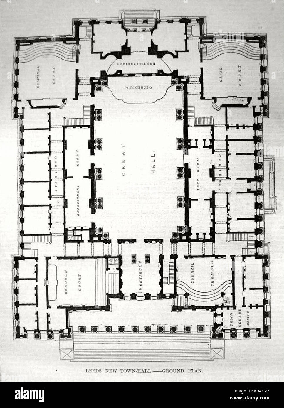 Leeds Town Hall plan Stock Photo - Alamy