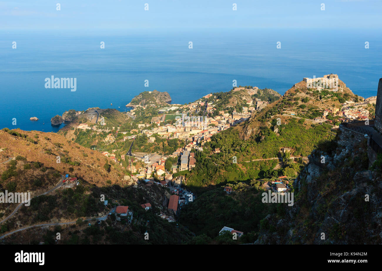 Beautiful Taormina sea coast panoramic view from up (Castelmola ...
