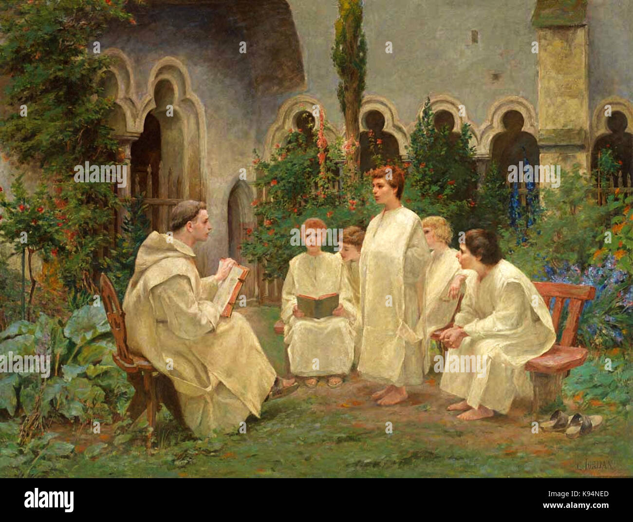 Karl Jordan Unterrichtsstunde im Klostergarten Stock Photo - Alamy