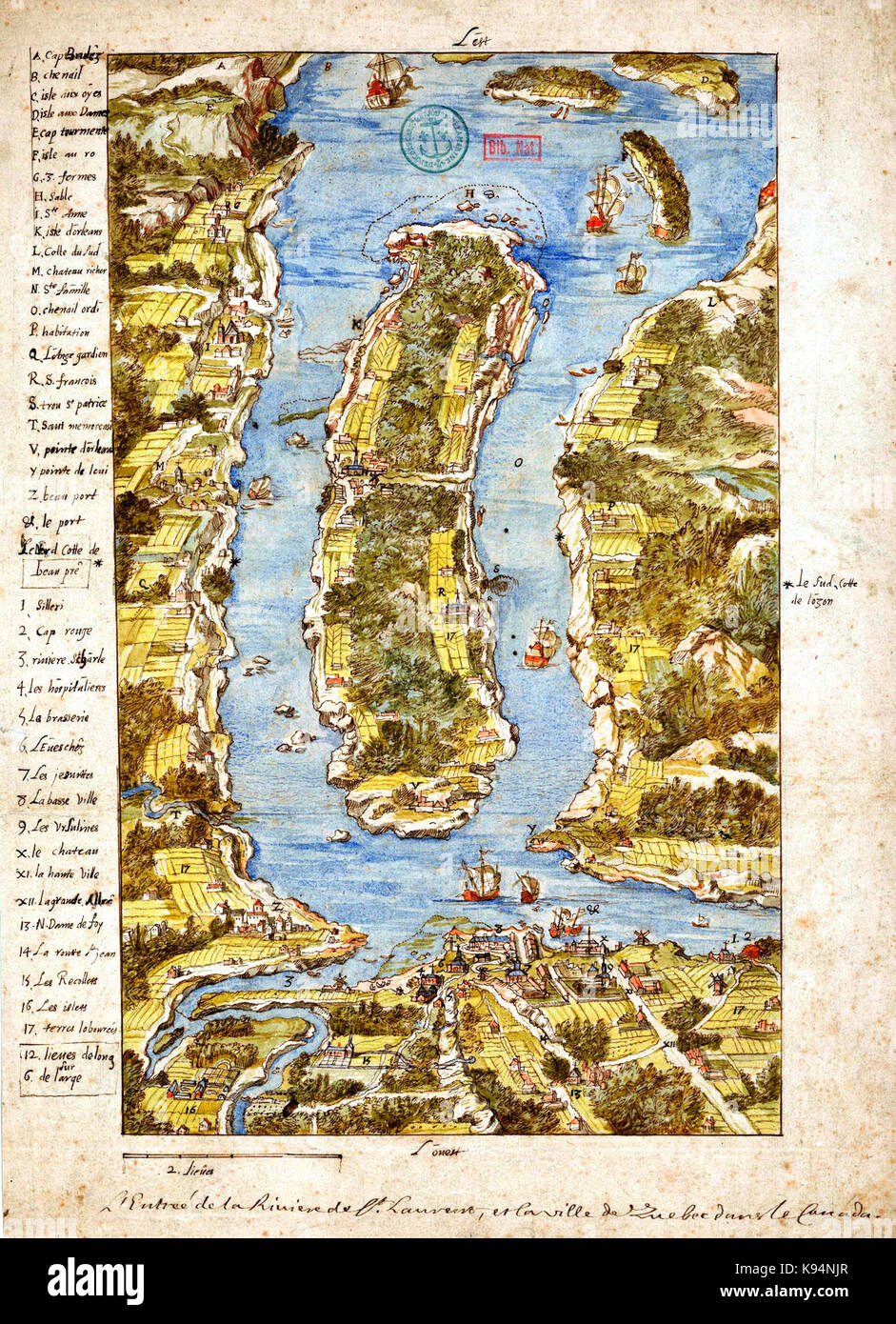 L entree de la Riviere du St Laurent, et la ville de Quebec dans le ...