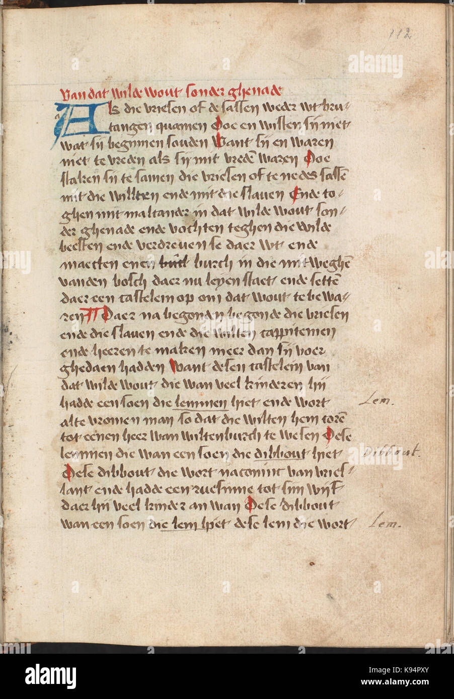 A page from the 'Kattendijkekroniek', a medieval chronicle from around ...