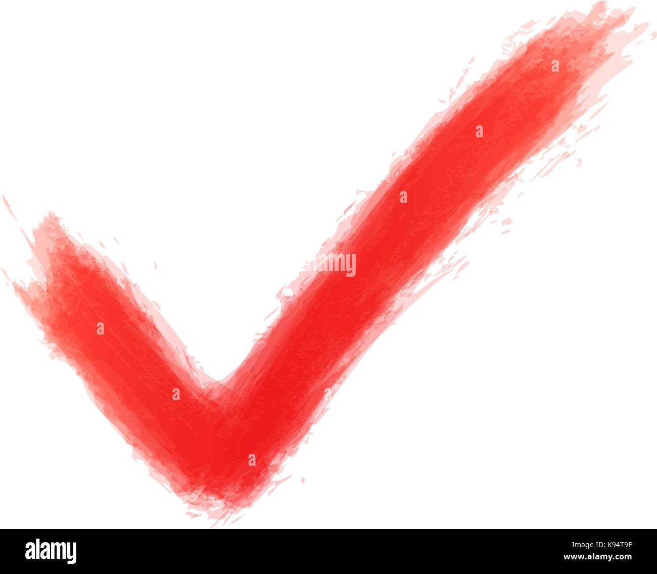 Red check mark sign addition icon. Drawing created in ink sketch ...