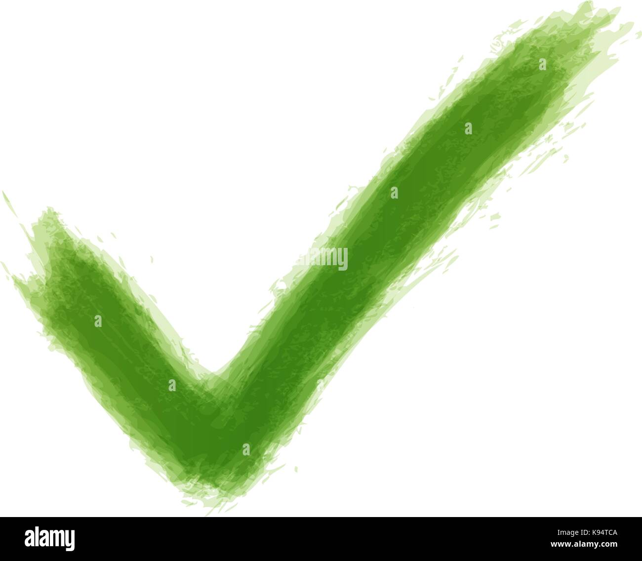 Green check mark sign addition icon. Drawing created in ink sketch ...