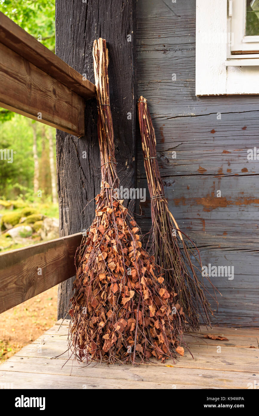 Old wooden brooms hi-res stock photography and images - Alamy