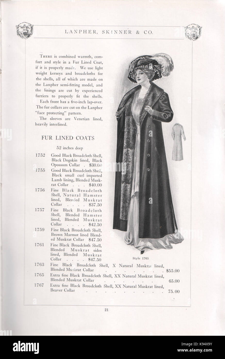 Lanpher Furs Season of 1910 Lanpher, Skinner & Co Saint Paul 21 Stock ...