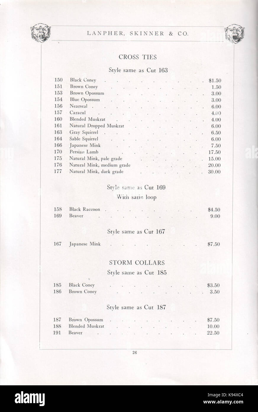 Lanpher Furs Season of 1910 Lanpher, Skinner & Co Saint Paul 26 Stock ...