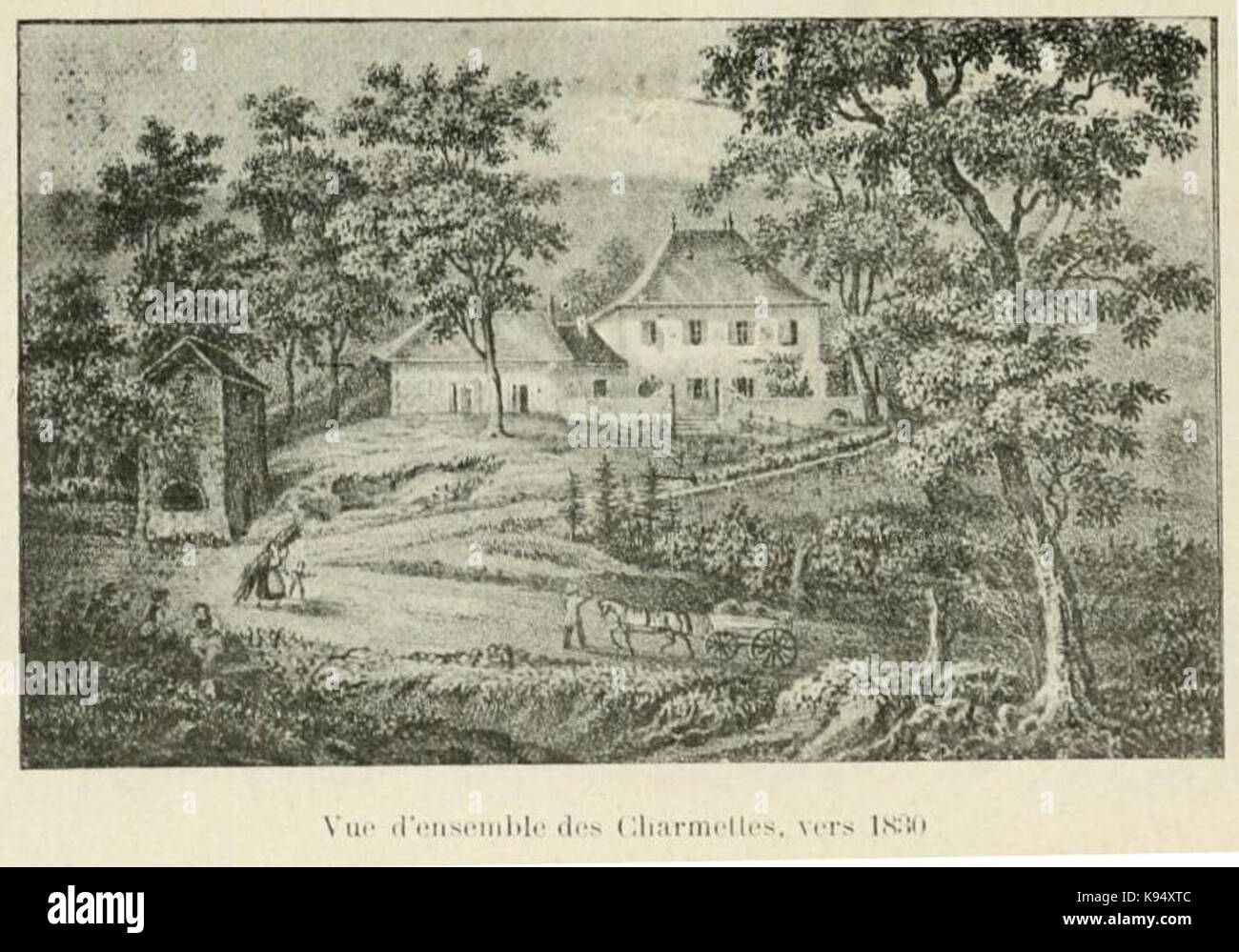 Les Charmettes ca 1830 Stock Photo - Alamy