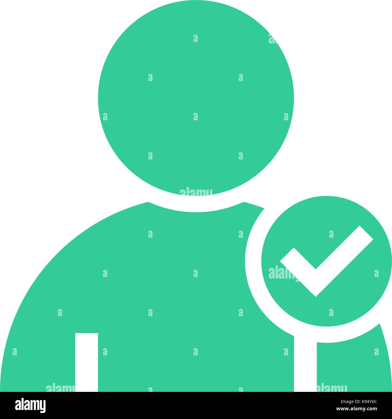 Flat user icon member sign avatar button with check mark pictogram ...