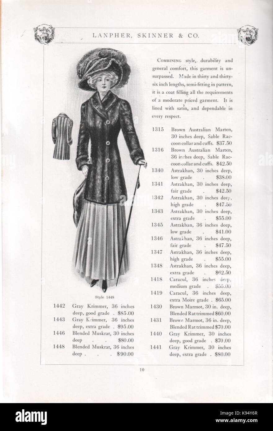 Lanpher Furs Season of 1910 Lanpher, Skinner & Co Saint Paul 10 Stock ...