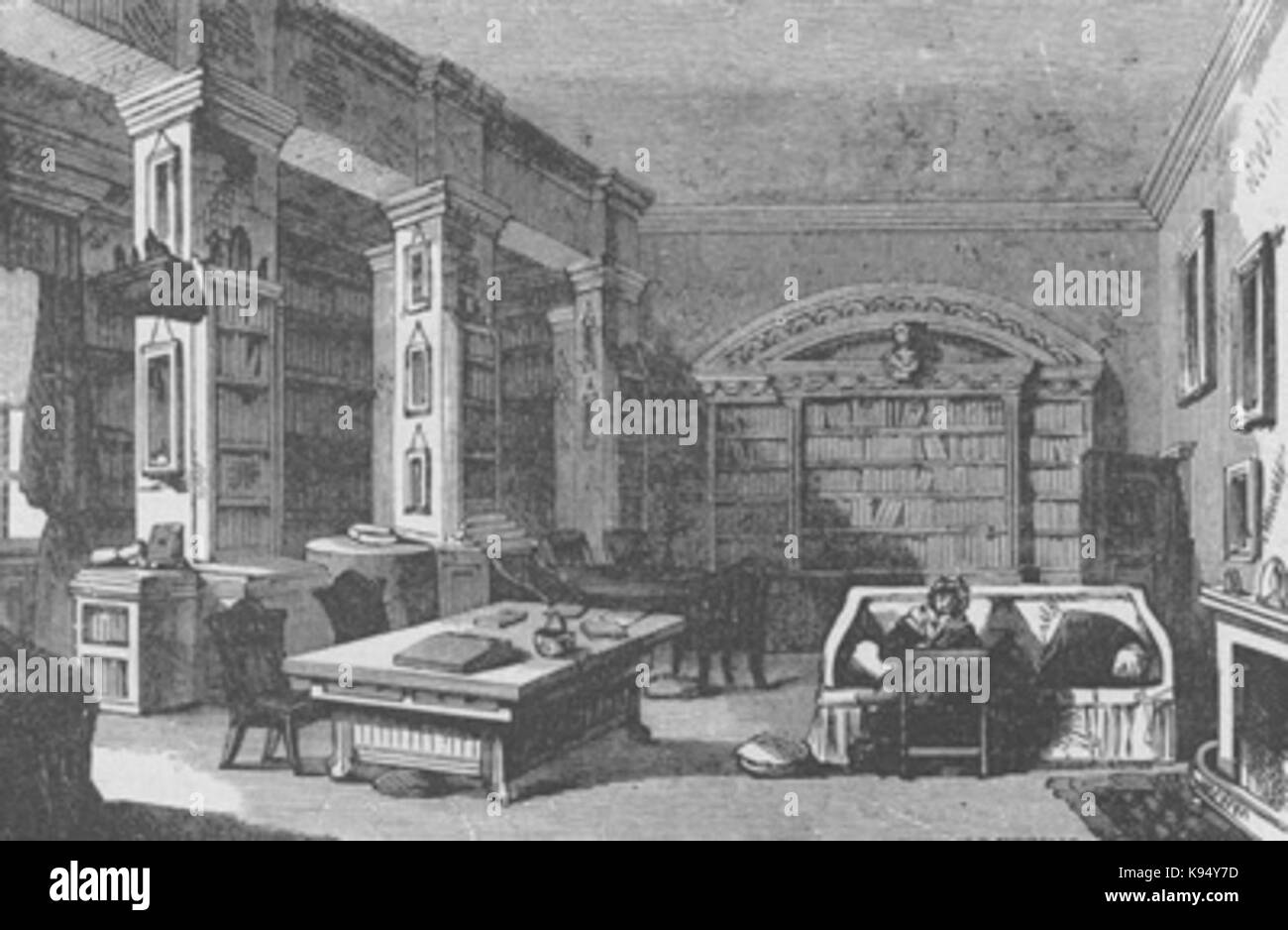 Library at Edgeworthstown House 1888 Stock Photo - Alamy