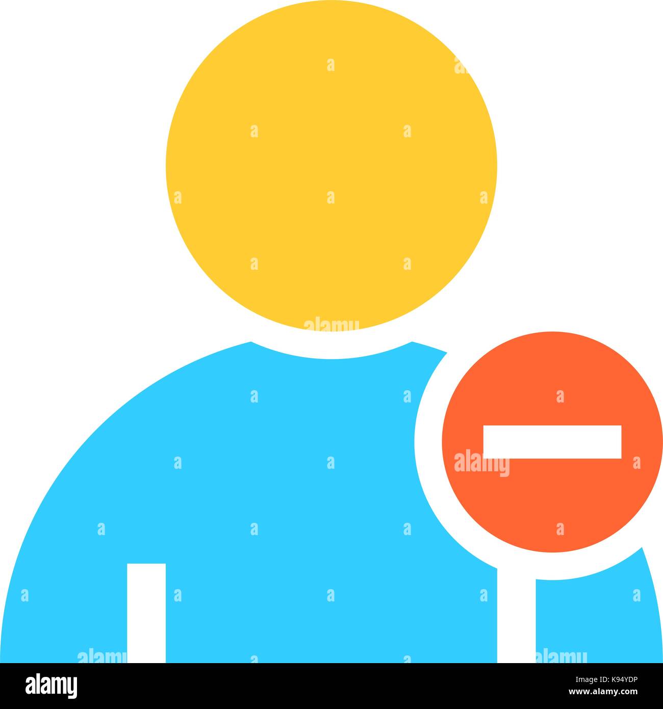 Flat user icon member sign avatar button with minus pictogram. Quick ...