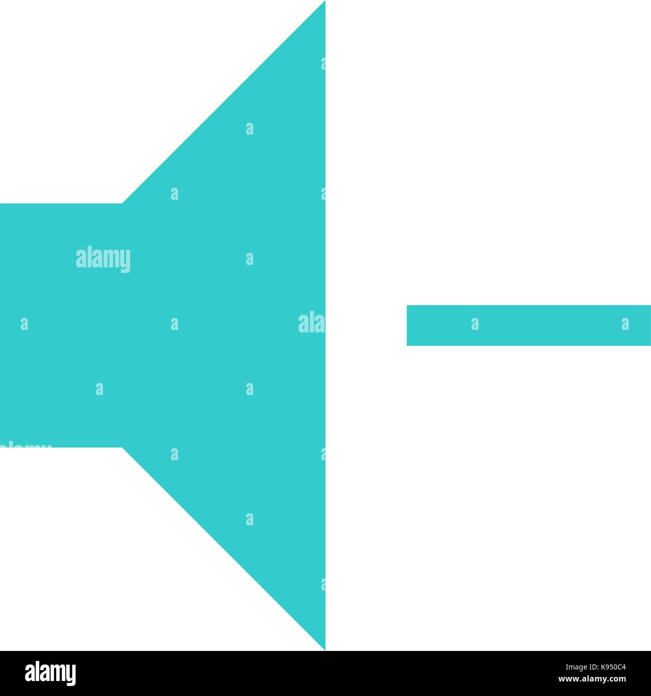 Flat volume-decrease icon loudspeaker sign speaker interface button. Multimedia audio video ...