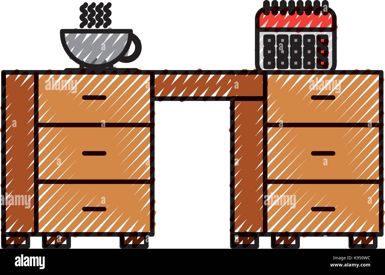 Desktop calendar cup coffee Stock Vector Images - Alamy