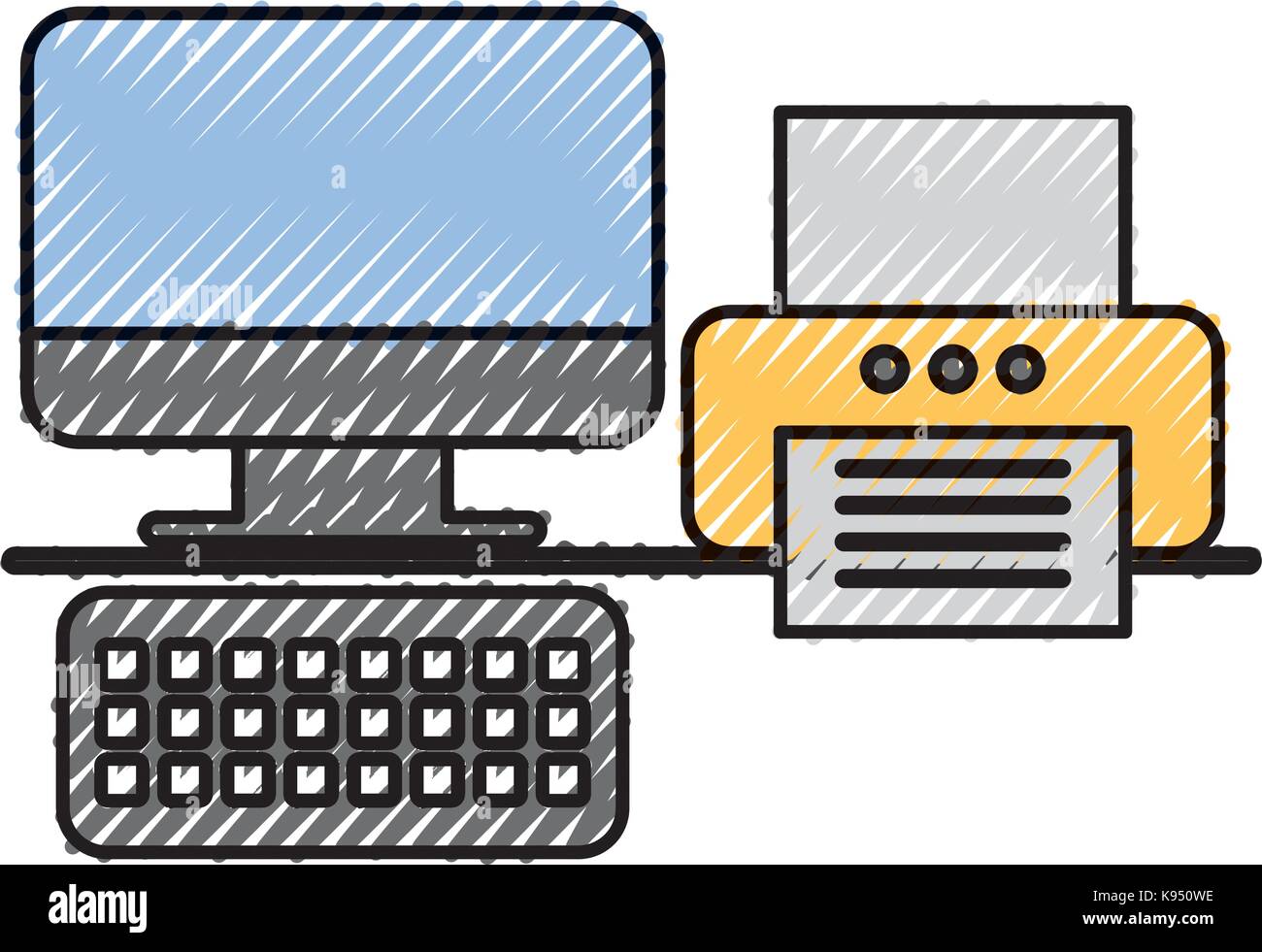computer and printer office business device technology Stock Vector ...