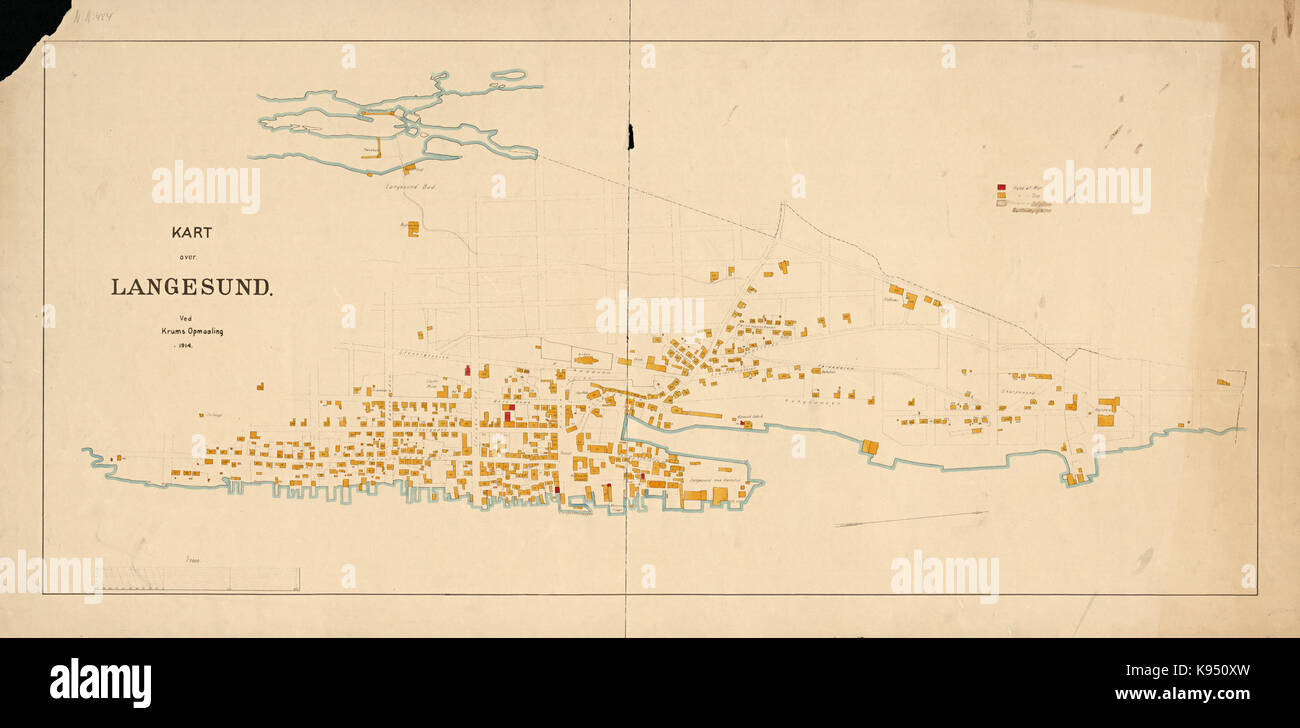 Kart over Langesund 1914 No nb krt 01308 Stock Photo - Alamy