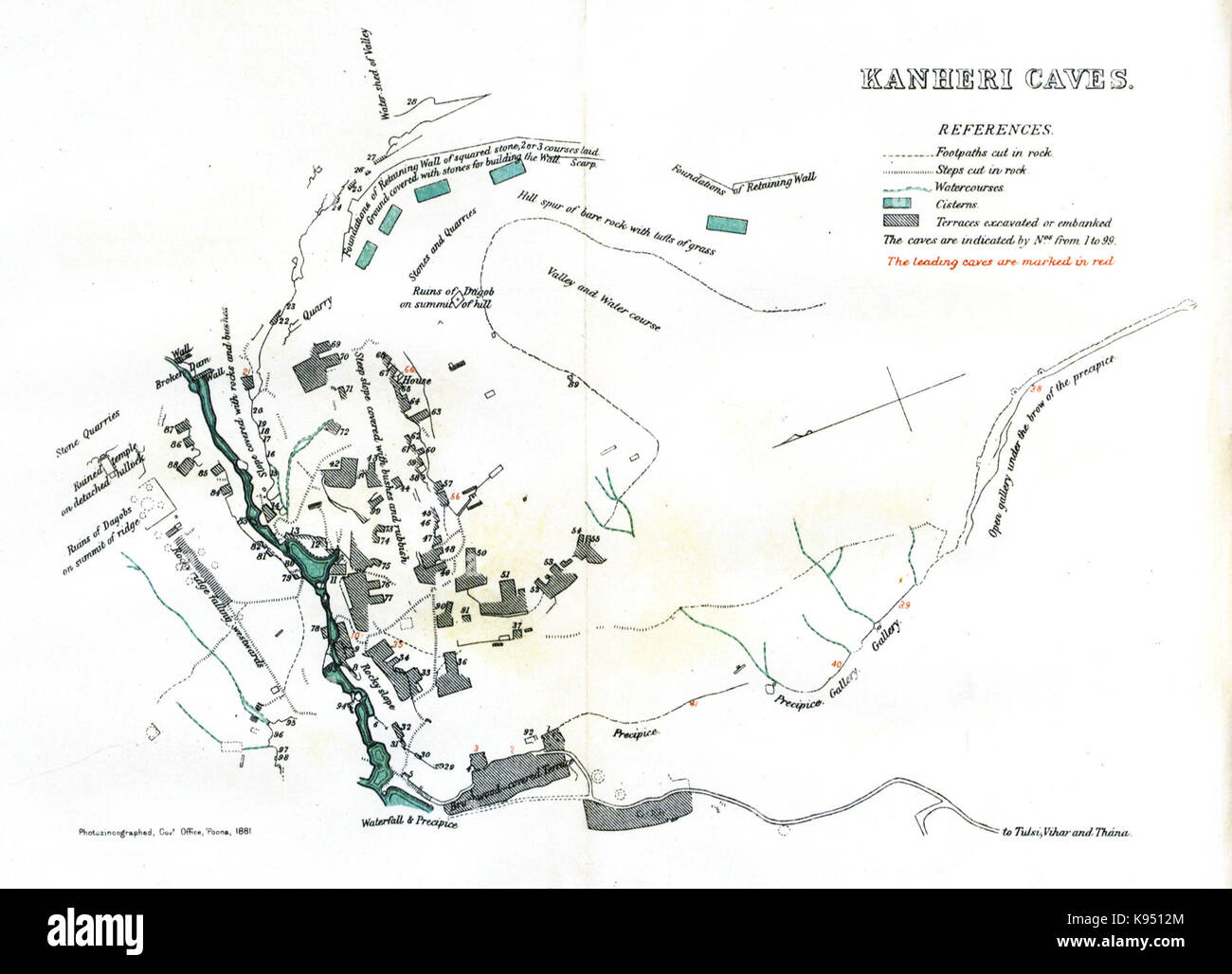 Kanheri caves map Stock Photo - Alamy