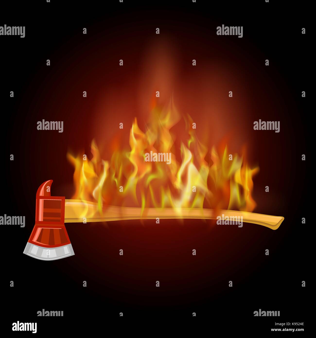 Burning Firefighter Axe Icon with Fire Flame Stock Vector Image & Art ...