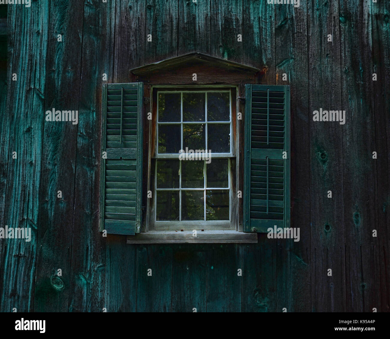abandoned barn and window at midnight Stock Photo - Alamy