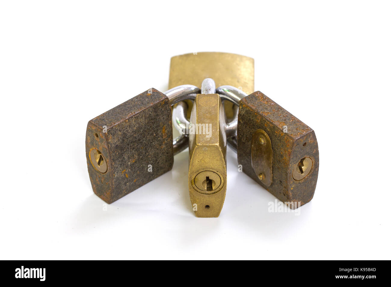 Close up on locked padlock over white background concept Stock Photo ...