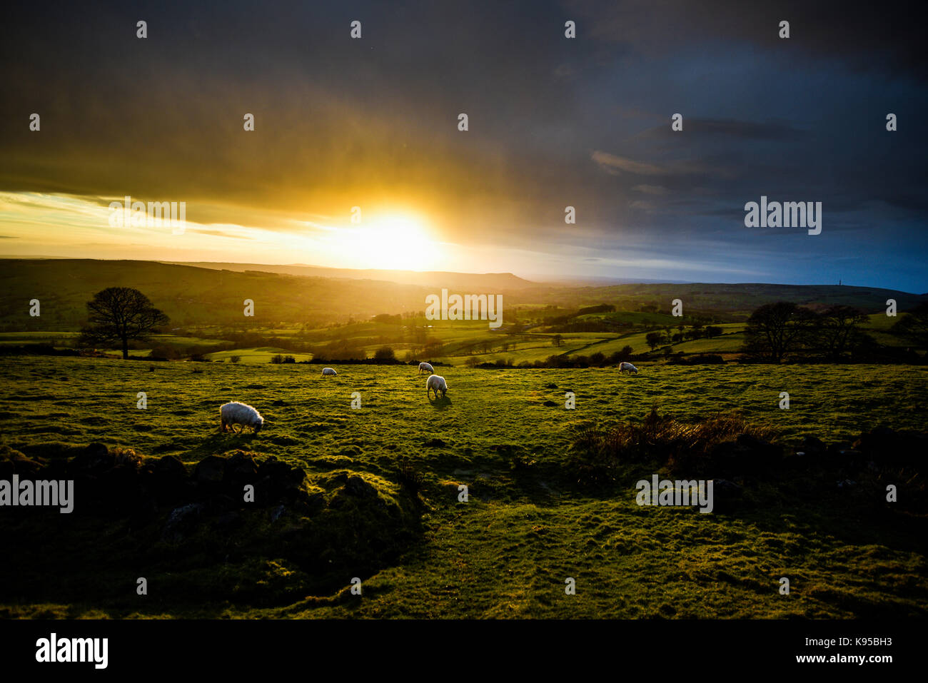 Peak District at sunset Stock Photo - Alamy