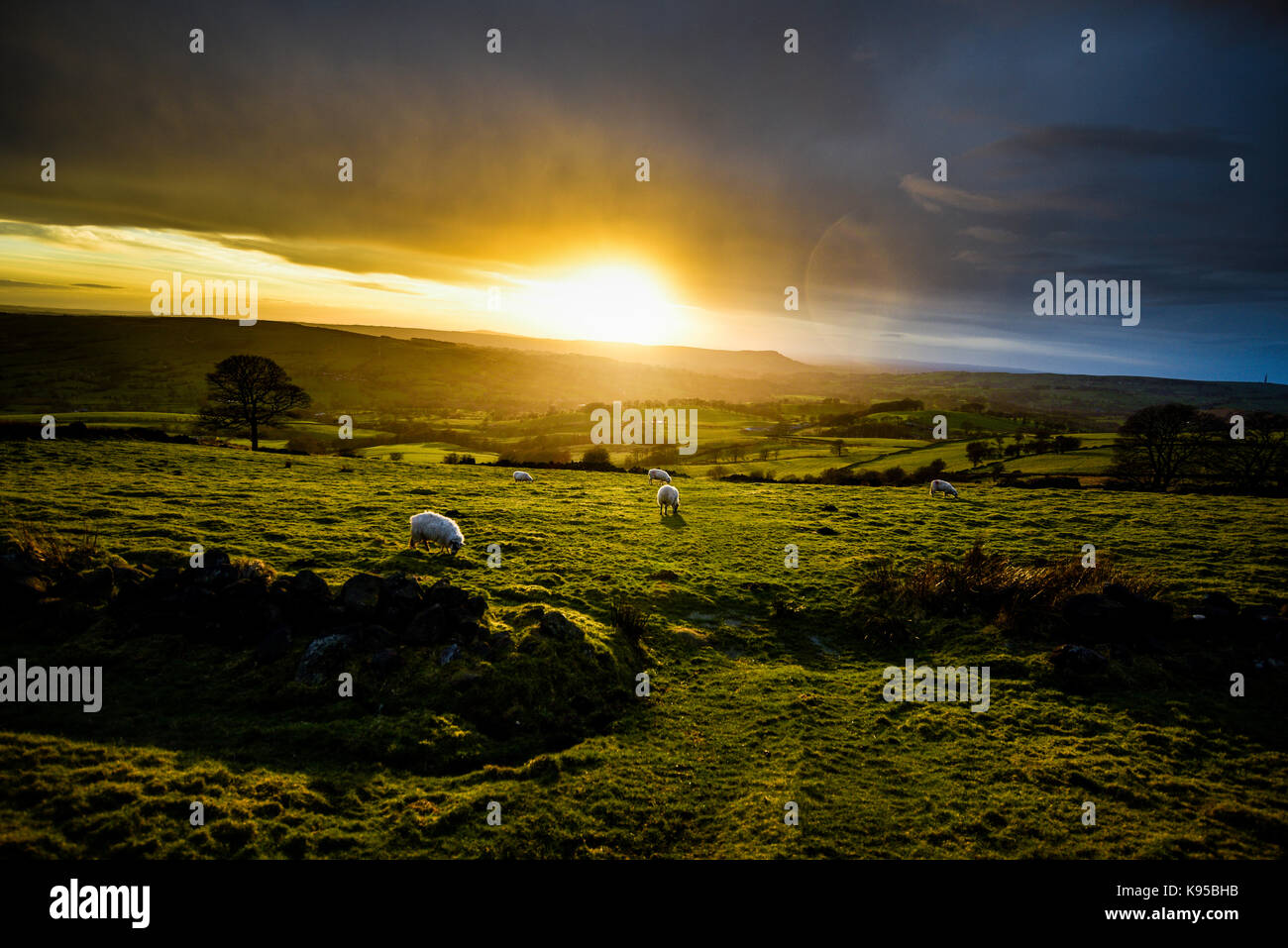 Peak District at sunset Stock Photo - Alamy
