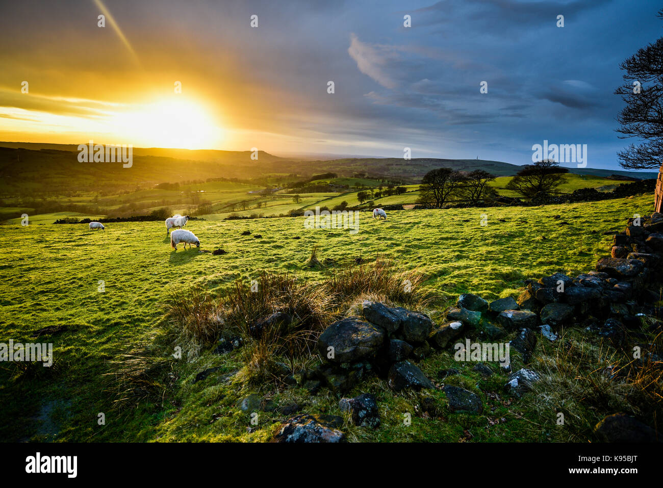 Peak District at sunset Stock Photo - Alamy