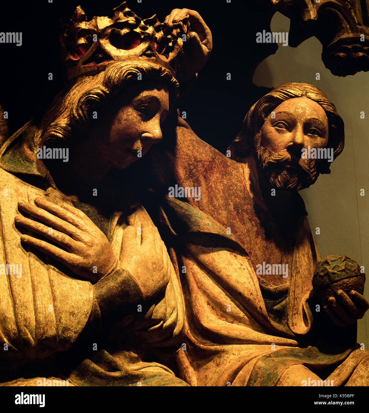 Sacre Art - niche with the Coronation of the Virgin about 1410 Stock ...