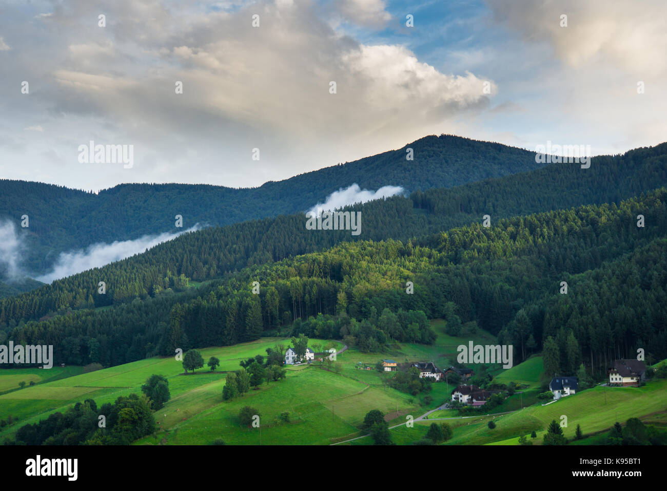 View from above in the black forest Germany near Freiburg with some ...
