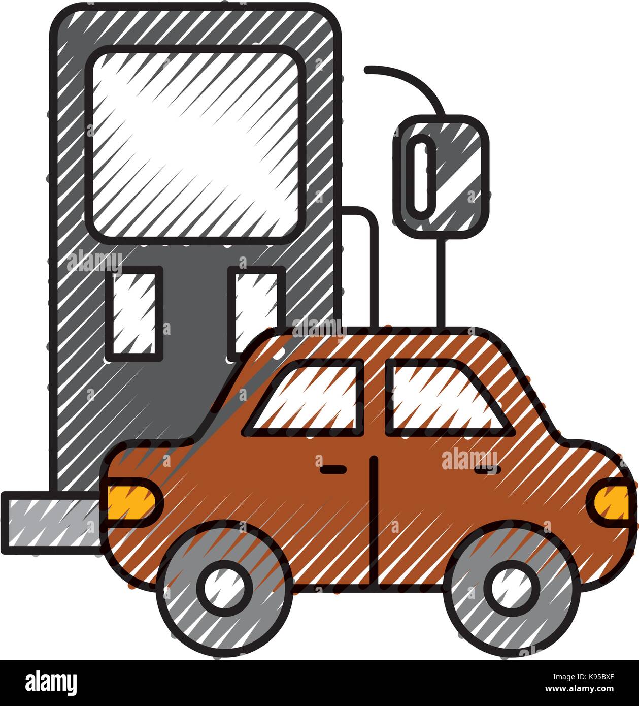 gas station and car icon over white background design Stock Vector ...