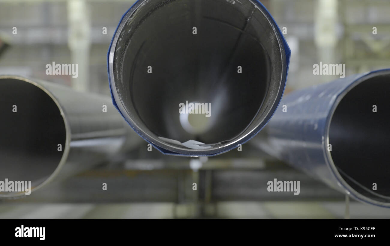 New industrial metal sewer pipes front view, close up. Pipe front view ...