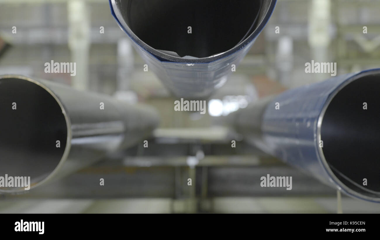 New industrial metal sewer pipes front view, close up. Pipe front view ...