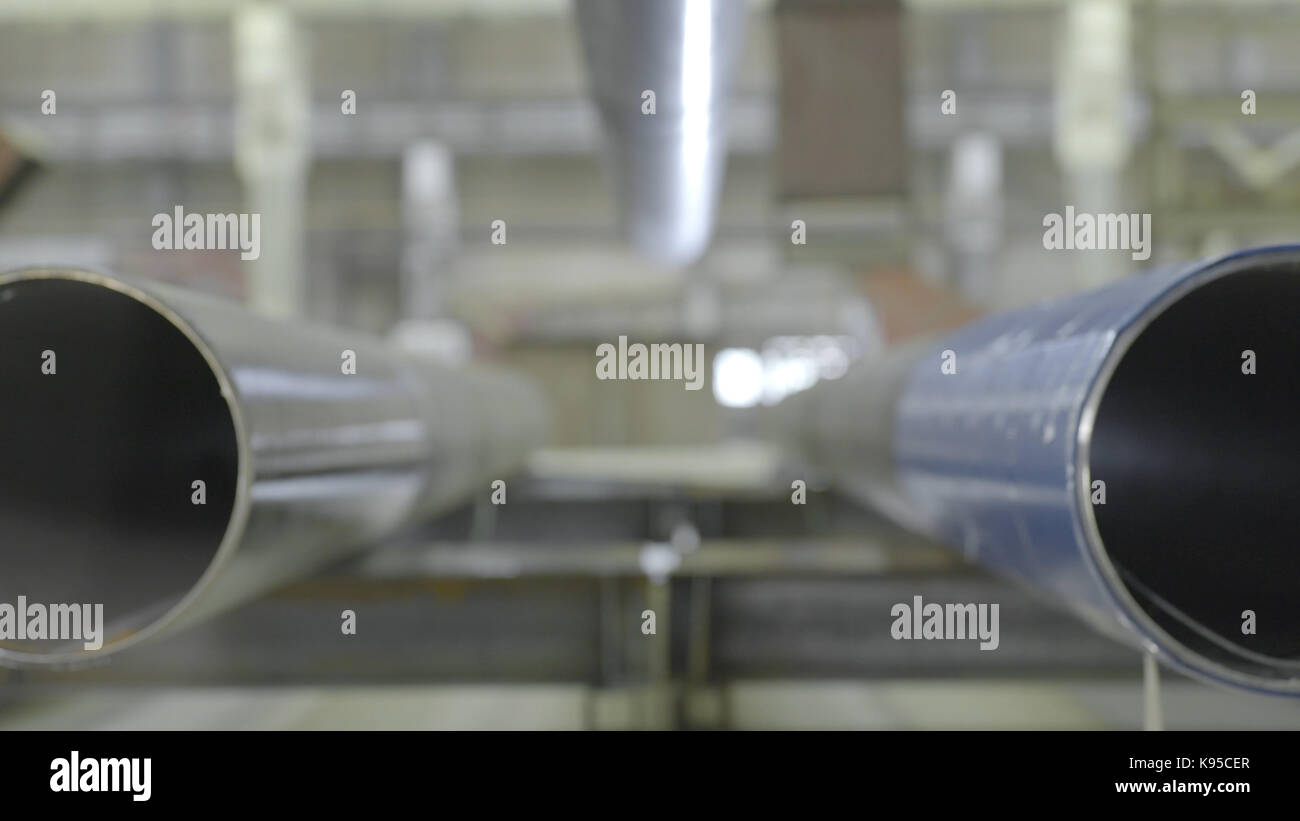 New industrial metal sewer pipes front view, close up. Pipe front view ...