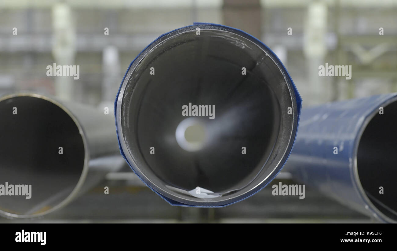 New industrial metal sewer pipes front view, close up. Pipe front view ...