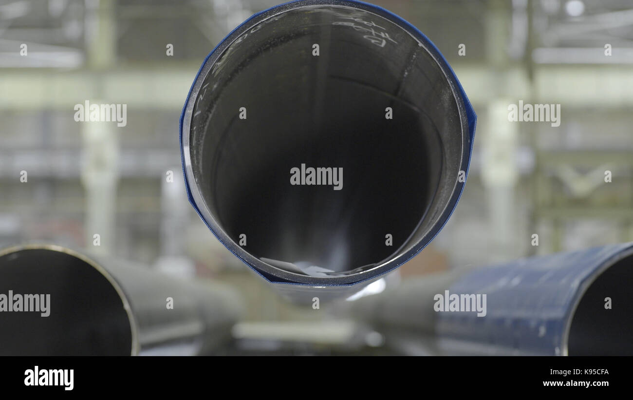 New industrial metal sewer pipes front view, close up. Pipe front view ...