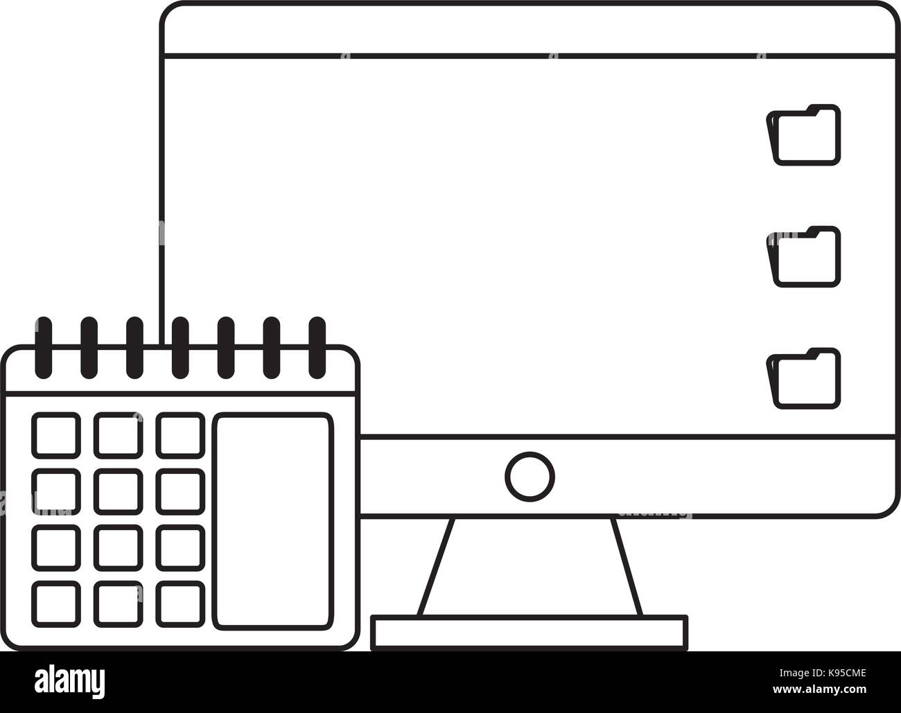computer and calendar icon Stock Vector Image & Art - Alamy