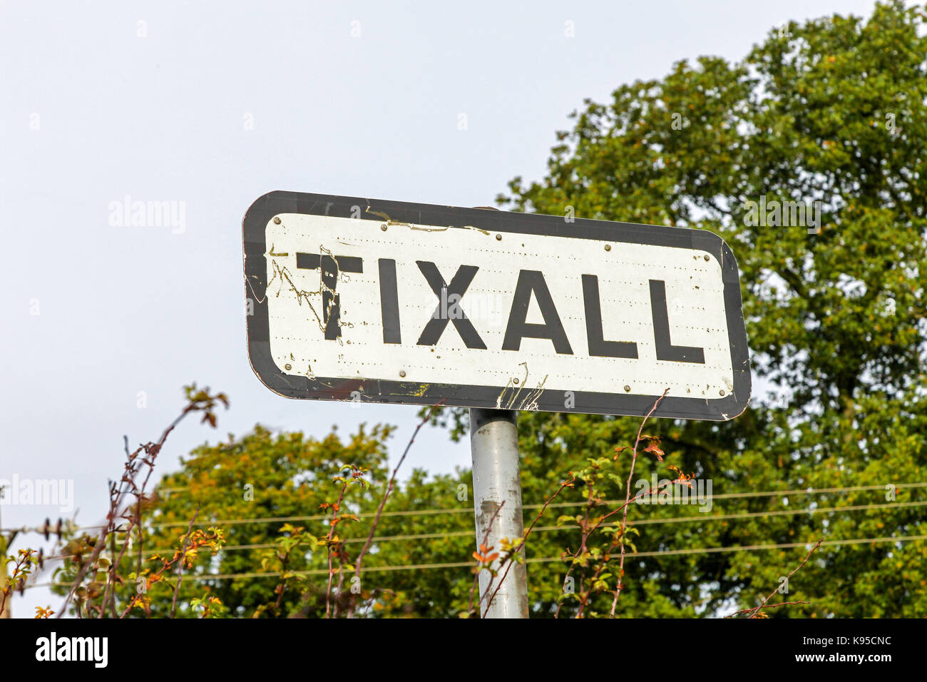 A street sign saying Tixall Stock Photo - Alamy