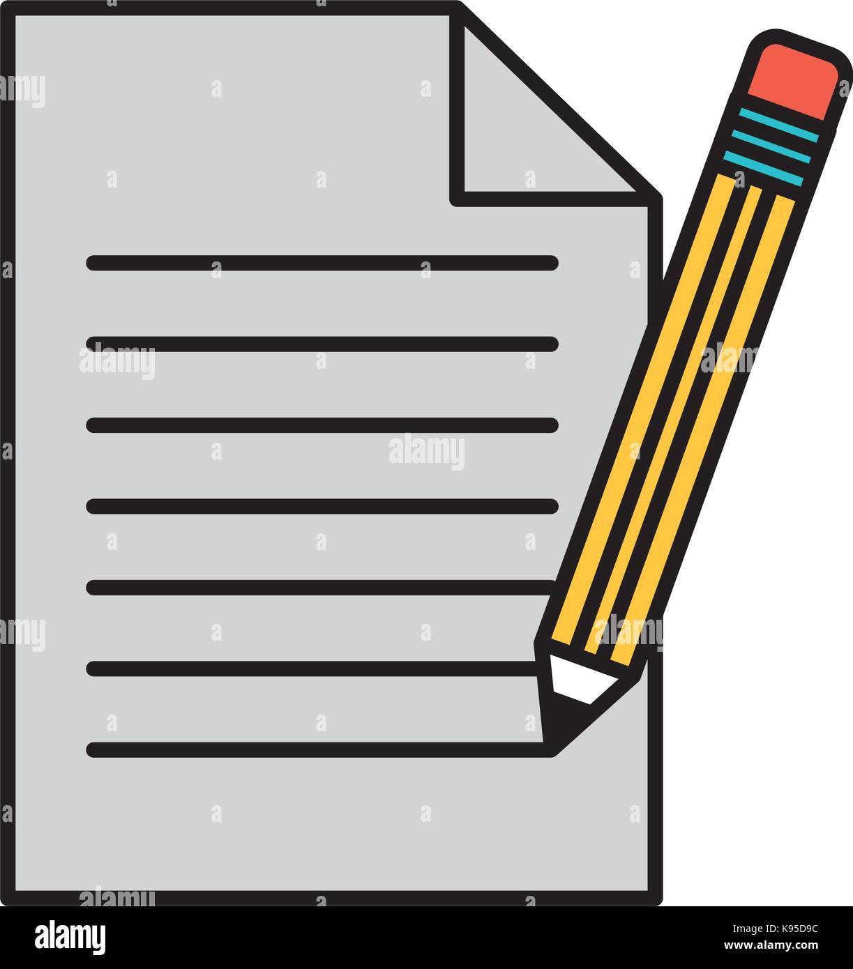 office paper and pencil supply stationery element Stock Vector Image ...