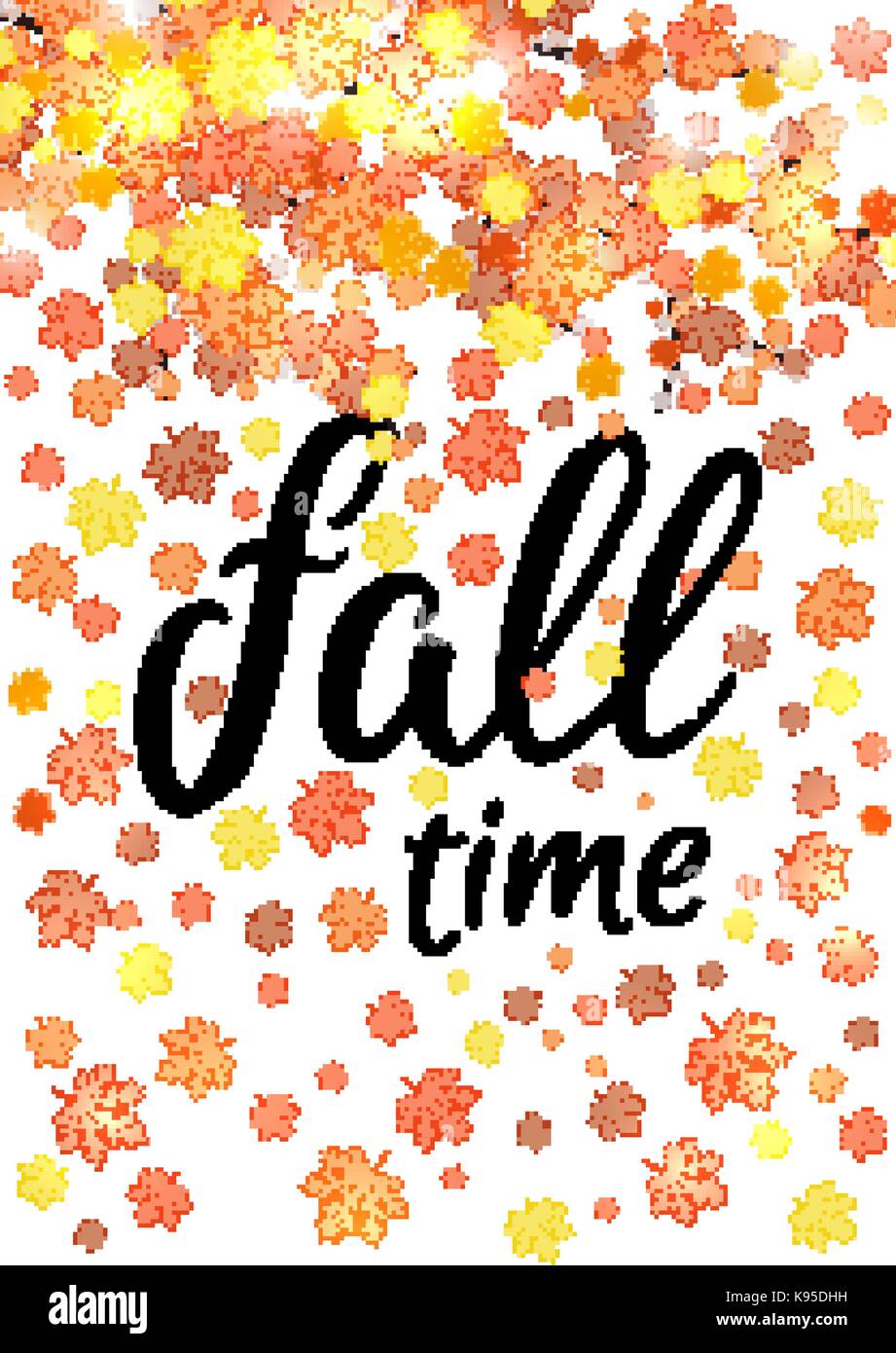 Autumn time lettering banner. Seasonal fall poster with textured hand ...