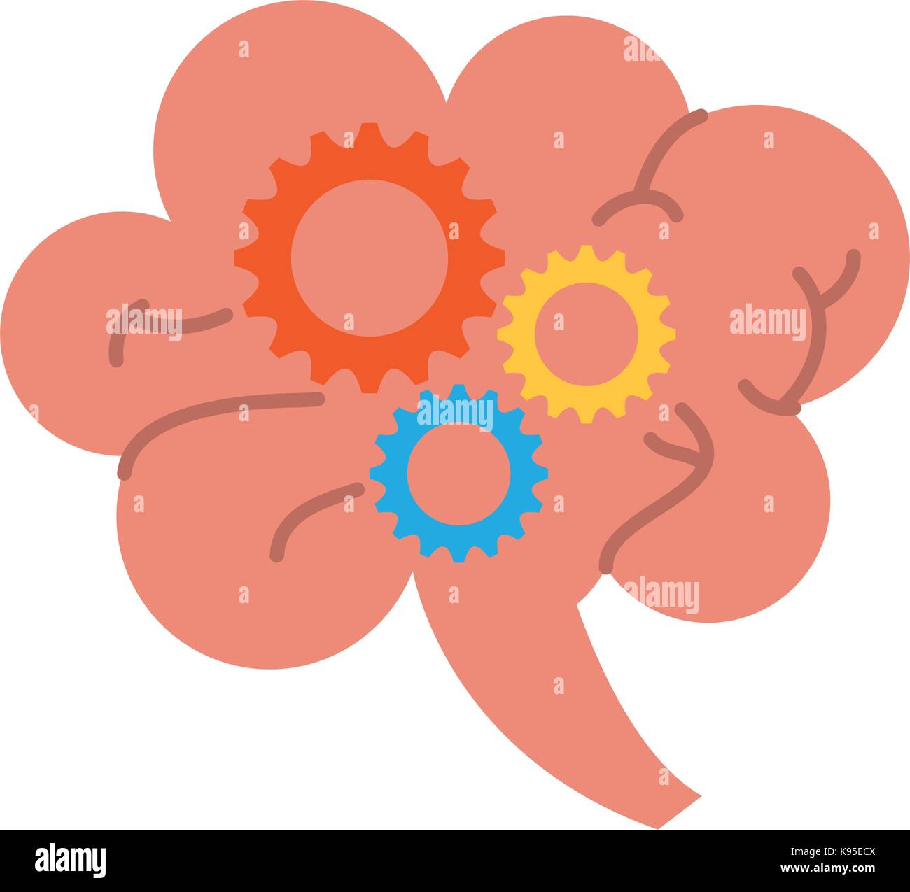 human brain and gear business work team creativity concept Stock Vector ...
