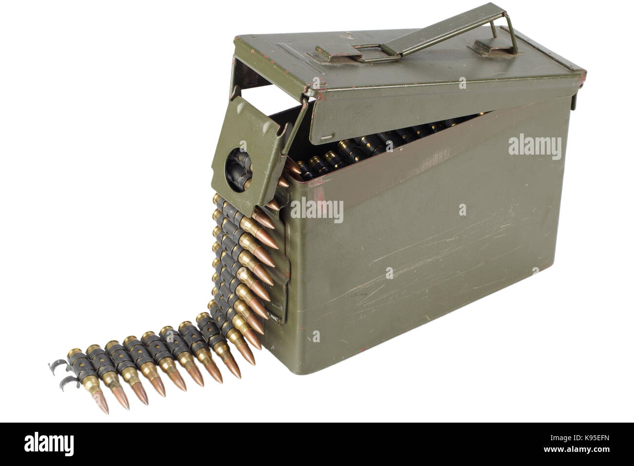 Green Ammo Box with ammunition belt Stock Photo - Alamy