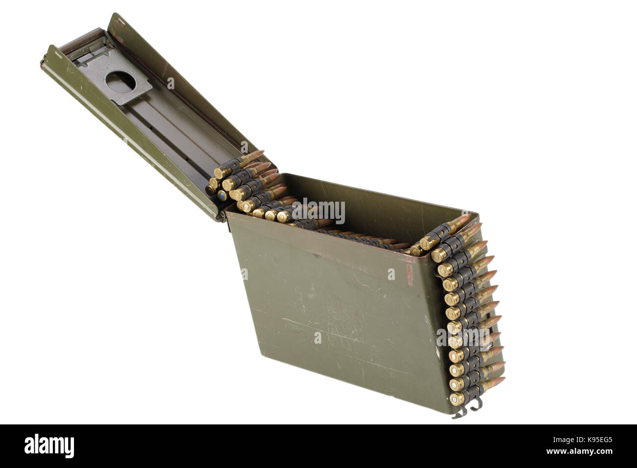 Green Ammo Box with ammunition belt Stock Photo - Alamy