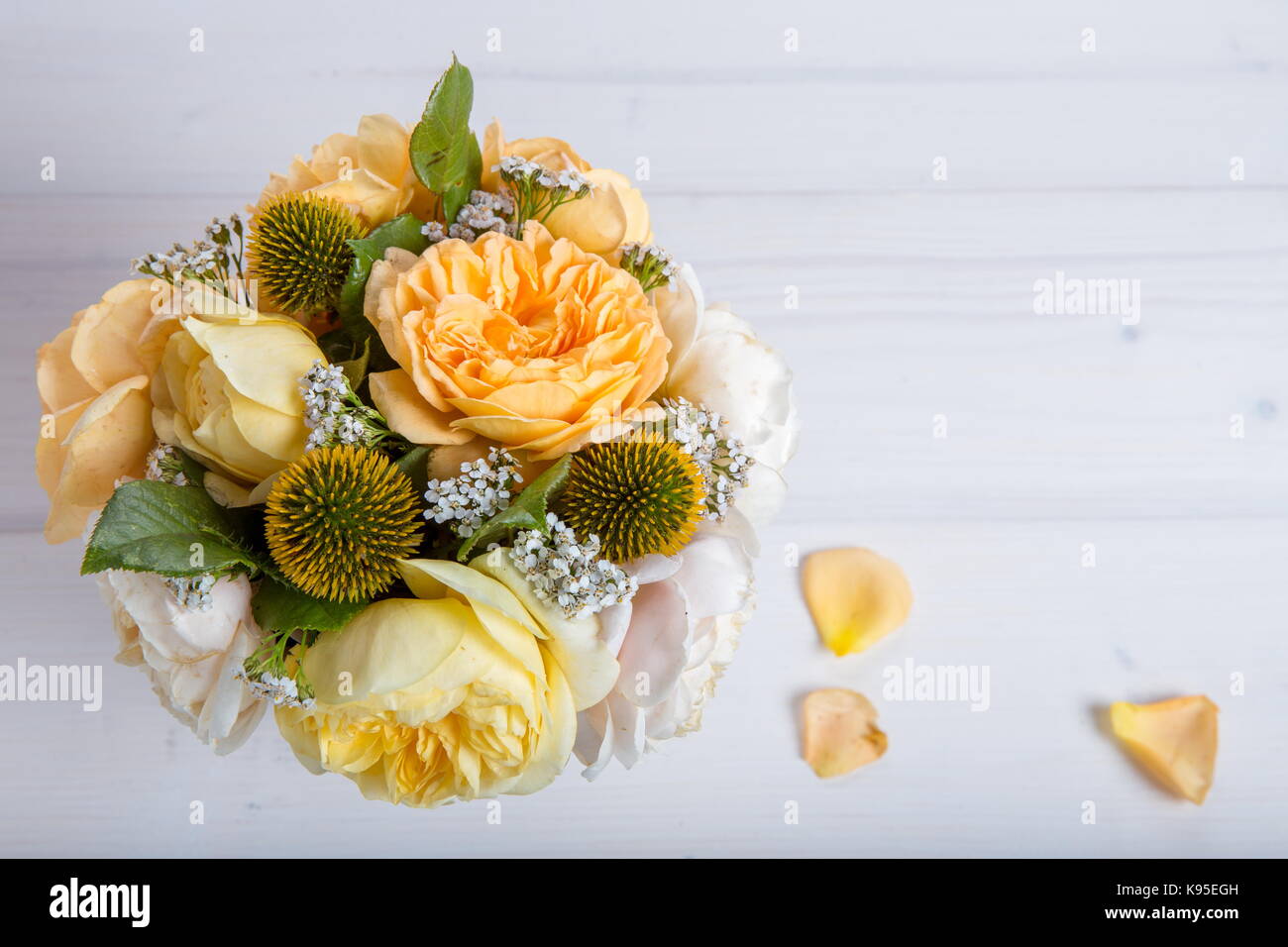 Beautiful English rose flower bouquet on white background Stock Photo ...