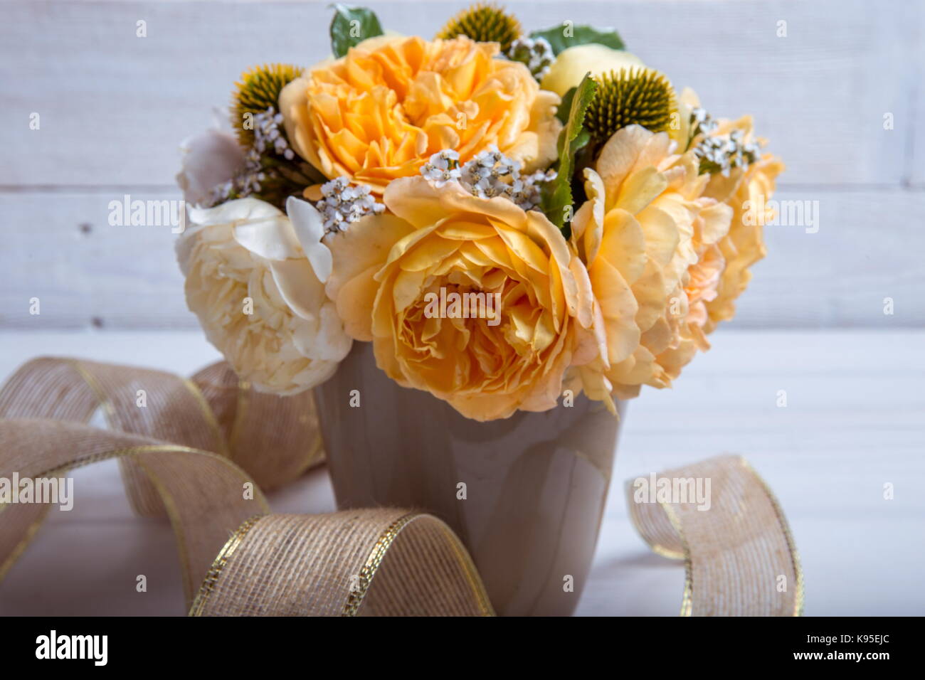 Beautiful English rose flower bouquet on white background Stock Photo ...