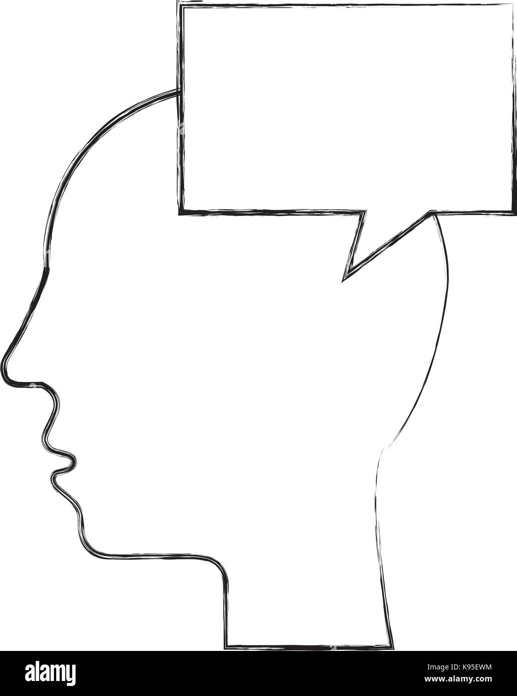 silhouette head human speech bubble communication Stock Vector Image ...